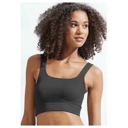 Crop-Top Lascana, Damen, Gr. S (36/38), schwarz, Rippware, Obermaterial: 93% Polyamid, 7% Elasthan, unifarben, figurbetont kurz, Rundhals, Tops, Seamless Top mit Rippstruktur