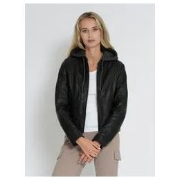 Lederjacke Mustang "31022244", Damen, Gr. S, schwarz, Obermaterial: 100% Lammleder. Innenfutter: 100% Baumwolle. &Auml;rmelfutter: 100% Polyester. Wattierung: 100% Polyester. Kapuze 52% Baumwolle, 48% Polyester, Jacken