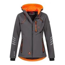 Softshelljacke Arctic Seven "ASNicolia", Damen, Gr. XS, orange (grau, orange), Obermaterial: 96% Polyester, 4% Elasthan; Innenseite: 100% Polyester, Jacken Softshelljacke, funktionale Outdoorjacke mit abnehmbarer Kapuze