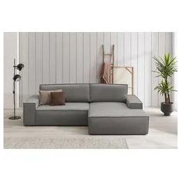 Ecksofa Home Affaire "SHERWOOD L-Form, 267 cm - OTTO. Verl&auml;ssliche Qualit&auml;t.", grau, B:267cm H:85cm T:167cm, 100% Polyester, Sofas, Ecksofa, Schlaffunktion mit Bettkasten (210x136 cm), Cord, Vintage, Samtvelours