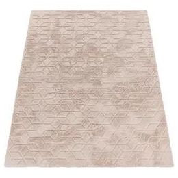 Hochflor-Teppich Paco Home "Arnheim 745", beige, B:120cm H:26mm L:160cm, Polyester, Teppiche, Uni Farben, modernes geometrisches Design, besonders weich