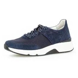 Gabor Keilsneaker ROLLINGSOFT, Damen, Gr. 39, blau (dunkelblau), Textil, Veloursleder, Schuhe, Freizeitschuh, Halbschuh, Schn&uuml;rschuh, Logoschriftzug an der Ferse, Topseller