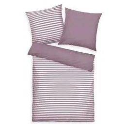 Bettw&auml;sche Tom Tailor HOME "MEDIUM STRIPES in Gr. 135x200cm, 155x220cm oder 200x220cm", lila (cozy mauve, crisp wei&szlig;), B/L: 155cm x 220cm, 1 Stk., 1 Stk., Renforc&eacute;, B/L: 80cm x 80cm, 2 Stk., Renforc&eacute;, Obermaterial: 100% Baumwolle, Bettw&auml;sche, Bettw&auml;sche, new bedroom, mit farbigem Markenrei&szlig;verschluss
