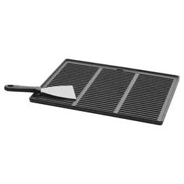 Grillplattenaufsatz Buschbeck "Plancha-Platte mit Grillspachtel", schwarz, B:37cm, Edelstahl, Gusseisen, Kunststoff, Backbleche, f&uuml;r Outdoork&uuml;chen, Gusseisen, B47 x T37 x H5cm