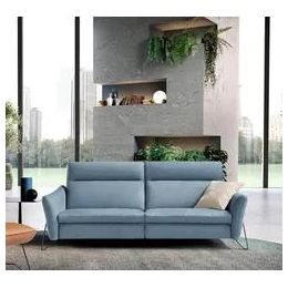 2-Sitzer Egoitaliano "Gaia, modern, elegant und super komfortabel mit hoher R&uuml;ckenlehne", blau (hellblau), B:220cm H:96cm T:93cm, Luxus-Micofaser Lederoptik (100% Polyester) ist ein neues technisches Gewebe mit einem visuellen und taktilen Aspekt, der dem Nubuk sehr nahe kommt, mit innovativen Eigenschaften. Seine au&szlig;erordentliche Weichheit kommt von einem exklusiven Produktionsprozess, der Unrein