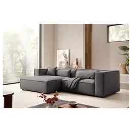 Ecksofa "PIARA mit Kedernaht, Cord, Leinenoptik o. Strukturstoff, Couch, L-Form", grau (anthrazit), B:267cm H:66cm T:167cm, 100% Polyester, LeGer Home by Lena Gercke, Sofas, Ecksofa, wahlweise Ottomane rechts/links, schwarze F&uuml;&szlig;e, bequemer Sitzkomfort