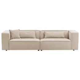 3-Sitzer "PIARA, Couch mit Kedernaht, Sofa in Cord, Leinenoptik o. Strukturstoff", beige (hellbeige), B:275cm H:66cm T:101cm, 100% Polyester, LeGer Home by Lena Gercke, Sofas, schwarze F&uuml;&szlig;e, bequemer Sitzkomfort