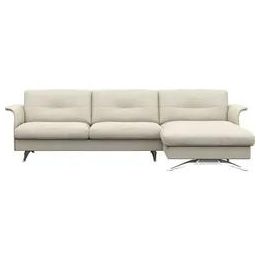 Ecksofa FLEXLUX "Glow, super bequem durch hochwertigem Sitzaufbau mit Federkern, L-Form", wei&szlig; (warm wei&szlig;), B:273cm H:81cm T:158cm, 100% Echteder, Sofas, Ecksofa, Modernes skandinavisches Design