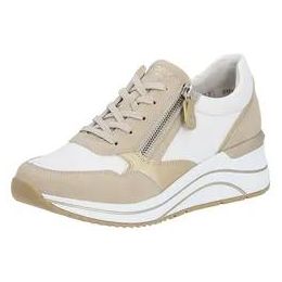 Keilsneaker Remonte, Damen, Gr. 42, beige (beige, kombiniert), Lederimitat, Schuhe Sneaker, Freizeitschuh, Halbschuh, Schn&uuml;rschuh, vegane Verarbeitung