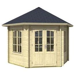 Pavillon Lasita Maja "Rivera", beige (natur, naturbelassen), B/H/T: 363,7cm x 3.181cm x 420cm, Pavillons, BxT: 363,7x420 cm, Fichtenholz