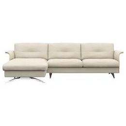 Ecksofa FLEXLUX "Glow, super bequem durch hochwertigem Sitzaufbau mit Federkern, L-Form", wei&szlig; (warm wei&szlig;), B:273cm H:81cm T:158cm, 100% Echteder, Sofas, Ecksofa, Modernes skandinavisches Design