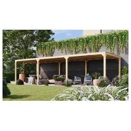 Pavillon Karibu "Gordon" SET, naturbelassen", beige (naturbelassen, naturbelassen), Pavillons, aus hochwertigem Leimholz, inkl. selbstklebender Dachfolie