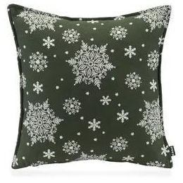 HOCK Dekokissen H.O.C.K. "Snow Flakes", gr&uuml;n (dunkelgr&uuml;n, tannengr&uuml;n, gemustert), B:50cm H:10cm L:50cm, Obermaterial: 42% Polyester, 37% Polyacryl, 21% Baumwolle. F&uuml;llung: 100% Polyester, Dekokissen_Sitzkissen_Kissenh&uuml;llen, Schneeflocke, traditionell, bestickte Schneeflocken, inkl. F&uuml;llung