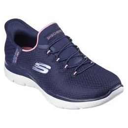 Slip-On Sneaker Skechers "SUMMITS-DIAMOND DREAM", Damen, Gr. 37, blau (navy, pink), Textil, Schuhe, Schlupfschuh, Freizeitschuh mit praktischer Slip-Ins Funktion, Topseller