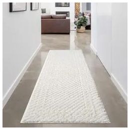 Hochflor-Teppich Carpet City "FOCUS627", beige (creme), B:80cm H:20mm L:300cm, Obermaterial: 100% Polypropylen, Teppiche, Boho-Teppich, Hochtief-Muster/ 3D-Effekt, f&uuml;r Wohnzimmer, Schlafzimmer