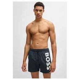 Badeshorts BOSS "Octopus", Herren, Gr. XXL, N-Gr, schwarz (schwarz 001), Web, Obermaterial: 100% Polyacryl, bedruckt, unifarben, Badehosen Badeshorts, Mit BOSS Logoschriftzug, elastischer Taillenbund mit Kordel