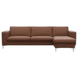 Ecksofa FLEXLUX "Fiore, super Sitzkomfort durch Kaltschaum im Sitz, L-Form", braun (old chesnut), B:262cm H:85cm T:92cm, 100% Echteder, Sofas, Ecksofa, breite Armlehnen, F&uuml;&szlig;e Alu