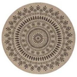 Teppich LIVABLISS "ILA", beige (natur), H:8mm &Oslash;:160cm, Kunstfaser, Teppiche, Teppich, Teppich In- /Outdoor Boho Jute-Optik, Balkon, Terrasse, Garten, Rund