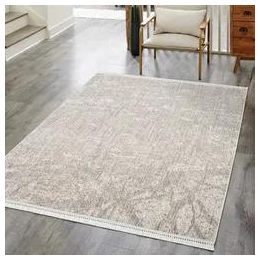 Teppich Carpet City "CLASICO 9150", beige, B:120cm H:11mm L:170cm, Obermaterial: 100% Polyester, Teppiche, Teppich, L&auml;ufer, Kurzflor, Hochtief-Muster, Boho, Fransen, Wohnzimmer