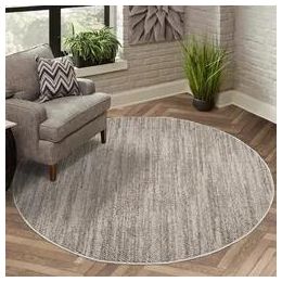 Teppich Carpet City "LINDO 8843", grau (taupe), H:11mm &Oslash;:120cm, Obermaterial: 100% Polyester, Teppiche, Teppich, Kurzflor, Hochtief-Muster/ 3D-Effekt, Boho-Stil, Wohnzimmer