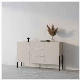 Sideboard OTTO HOME "Jukon, Breite 150 bzw.180 cm, moderne grifflose Kommode", beige (kaschmir), B:150cm H:90cm T:40cm, Sideboards, Sideboard, Schubladenschrank 2 T&uuml;ren/3 Schubk&auml;sten, push-to-open-Funktion