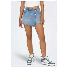 Jeansshorts Only "ONLLESLY REG LB DNM SKORT BJ NOOS", Damen, Gr. S (36), N-Gr, blau (light blau denim), Denim/Jeans, Obermaterial: 100% Baumwolle, unifarben, regular fit kurz, Jeans Jeansshorts, Baumwolle, Regular Waist, Hosenrock