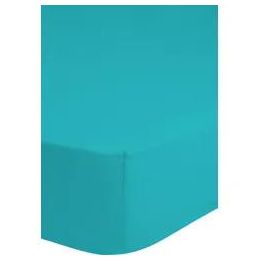 Spannbettlaken Good Morning "Jersey Spannbettlaken", blau (aqua), B:200cm L:220cm, Jersey, Obermaterial: 100% Baumwolle, Bettlaken, Spannbettlaken, 100% Baumwolle, Jersey, Rundumgummi, bis 25 cm h&ouml;he, 90/100x200, Wei&szlig;