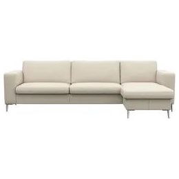 Ecksofa FLEXLUX "Fiore, super Sitzkomfort durch Kaltschaum im Sitz, L-Form", wei&szlig; (warm wei&szlig;), B:262cm H:85cm T:92cm, 100% Echteder, Sofas, Ecksofa, breite Armlehnen, F&uuml;&szlig;e Alu