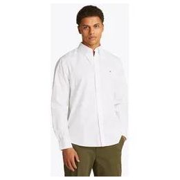 Langarmhemd Tommy Hilfiger "CORE FLEX POPLIN SOLID Regular Fit SHIRT", Herren, Gr. L, N-Gr, wei&szlig;, Web, Obermaterial: 100% Baumwolle, regular fit, Manschette, Hemden