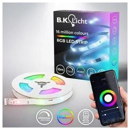 B.K.LICHT LED Stripe "Wifi RGBIC LED Strip, 10 m, mit App Steuerung", wei&szlig;, Flammen 300 Stk., Kabell&auml;nge 150m, Lichterketten, Lichtleiste, mit Musiksensor, smartes LED Band, Selbstklebend