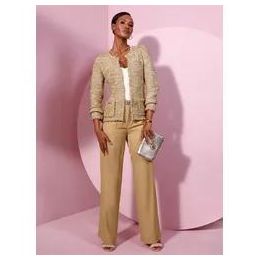 CR&Eacute;ATION L Strickjacke CREATION L, Damen, Gr. 42, beige (champagner), 55% Baumwolle, 25% Polyacryl, 20% Polyamid, unifarben, Strickjacken Strickjacke