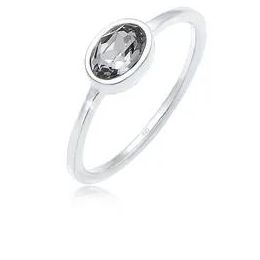 Verlobungsring Elli "Oval Glas Kristalle Grau 925 Sterling Silber" Gr. 56, silber, Fingerringe, Damen, 56mm, Silber 925 (Sterlingsilber), 1,5mm, Verlobungsring