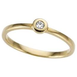 Goldring Firetti "Schmuck Geschenk Gold 333 Damenring Verlobungsring Goldring Solit&auml;r" Gr. 16, gold (gelbgoldfarben, wei&szlig;), Fingerringe, Damen, 16, 0,05 P2 = erkennbare Einschl&uuml;sse, Diamanten Gelbgold 333, Diamanten, Gelbgold 333, Goldring, mit Brillant