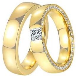 Trauring DOOSTI "Schmuck Geschenk Edelstahl Trauring Ehering Partnerring LIEBE" Gr. 60, gold (gelbgoldfarben), Fingerringe, Damen, 60, ohne Zirkonia, Edelstahl, 5mm, Trauring, wahlweise mit oder ohne Zirkonia