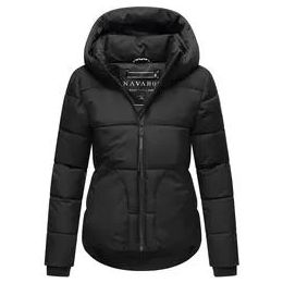 Steppjacke Navahoo "Lachperle XIV", Damen, Gr. L (40), schwarz, Obermaterial: 100% Polyester. Futter: 100% Polyester. &Auml;rmelfutter: 100% Polyester. Wattierung: 100% Polyester, Basic, figurumspielend h&uuml;ftbedeckend, hoch geschlossener Ausschnitt, &Auml;rmel ohne &Auml;rmelschlitz Rippb&uuml;ndchen, Jacken Steppjacke, Kurze gesteppte Damen Winterjacke mit hohem Kragen und Kapuze