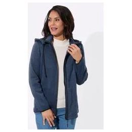 Fleecejacke Casual Looks, Damen, Gr. 44, blau (jeansblau, meliert), 100% Polyester, meliert, Jacken Fleecejacke
