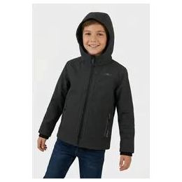Softshelljacke CMP "KID SOFTSHELL JACKET FIX HOOD", Jungen, Gr. 164, schwarz (nero), Softshell, Obermaterial: 96% Polyester, 4% Elasthan. Futter: 100% Polyester. Innenseite: 100% Polyester, hoch geschlossener Ausschnitt, eingesetzt,mit &Auml;rmeleinsatz angesetztes B&uuml;ndchen mit Klettverschluss,verstellbar, Jacken Softshelljacke, mit Clima Protect Membran, wasserabweisend, atmungsaktiv