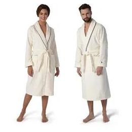 M&ouml;ve Unisex-Bademantel M&Ouml;VE "Schalkragen Velours, ideal f&uuml;r Sauna & Spa, Hotelbademantel" Gr. L, wei&szlig; (ivory), L:125cm, Velours, Hausm&auml;ntel, edel gestalteter Saum