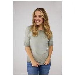 LIEBLINGSST&Uuml;CK Rundhalsshirt LIEBLINGSST&Uuml;CK "CandiceEP", Damen, Gr. XXL (44), gr&uuml;n (khaki), Jersey, Obermaterial: 95% Baumwolle, 5% Elasthan, clean, unifarben, regular fit taillenbedeckt, Rundhals, Shirts Rundhalsshirt, mit Statement-Stickerei und im Batik-Look