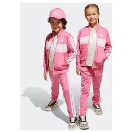 Trainingsanzug Adidas SPORTSWEAR "LK 3S TIB TS", Jungen, Gr. 116, rosa (pink fusion, wei&szlig;, clear pink), Obermaterial: 100% Polyester, Sportanz&uuml;ge Trainingsanzug