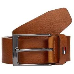 Lederg&uuml;rtel Tommy Hilfiger "LAYTON 3.5 cm breit", Herren, Gr. 95, braun (cognac), Rindsleder, unifarben, G&uuml;rtel Lederg&uuml;rtel, Metallpatch, Einfachdornschlie&szlig;e