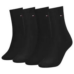 Socken Tommy Hilfiger "TH WOMEN 4P SOCK ECOM", Damen, Gr. 39-42, schwarz, Baumwollmischung, unifarben, normal, Socken Socken, mit Logostickerei