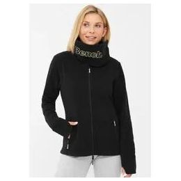 Fleecejacke Bench. "FUNNEL", Damen, Gr. 40, schwarz, Fleece, Obermaterial: 100% Polyester, Glanzfaden, unifarben, schmal normal, Jacken Fleecejacke, mit Glitzerstickerei