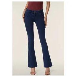 Leggings Freddy "WRUP MINI-FLARE REGULAR", Damen, Gr. L (40), N-Gr, blau (dunkelblau &ndash; seams on tone), Denim/Jeans, Obermaterial: 84% Baumwolle, 16% Elasthan, unifarben, skinny fit lang, Hosen Leggings, mit Lifting & Shaping Effekt, skinny fit