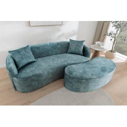 Riess Ambiente Extravagantes Sofa ELEMENTAL 180cm petrol Samt 2-Sitzer Couch mit Federkern Riess-Ambiente Wohnzimmer Glamour Modern