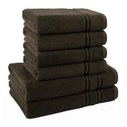 Handtuch Set HAMMETEX "6-teiliges Handtuch Set, 100% Baumwolle, Weich & Saugstark", braun, 6 Stk., Frottier, Frottier, Obermaterial: 100% Baumwolle, Handtuch-Sets, mit Bord&uuml;re, einfarbig, weich