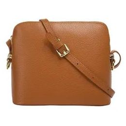Umh&auml;ngetasche CLUTY, Damen, Gr. B/H/T: 20cm x 18cm x 4cm onesize, braun (cognac), Leder, unifarben, Taschen Umh&auml;ngetasche, echt Leder, Made in Italy