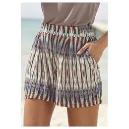 Shorts Vivance, Damen, Gr. 50, N-Gr, bunt (bunt bedruckt), Jersey, Obermaterial: 100% Viskose, bedruckt, figurumspielend kurz, Hosen Shorts, mit Ethnoprint, kurze Hose mit Gummizug, sommerliche Strandshorts