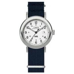 Quarzuhr Timex "WEEKENDER MAIN LINE", blau (dunkelblau), Armbanduhren, Damen, Quarzuhr, Armbanduhr, Damenuhr,Textilarmband,Datum, Leuchtzeiger