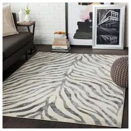 Teppich LIVABLISS "LUANDA", grau, B:120cm H:11mm L:170cm, Kunstfaser, Teppiche, Teppich, Skandinavischer Teppich, Boho Wohnzimmerteppich/L&auml;ufer im Zebra Muster